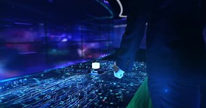 Metaverse Tokens Businessman Working with Virtual Reality at Office