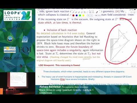 Abhay Ashtekar: Black Holes in Loop Quantum Gravity - Lecture 1 - Loops'24 Summer School