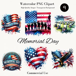 Memorial Day Clipart | Patriotic Memorial Day Clipart Bundle | 9 High-quality Designs | Holiday Art | Printable | Commercial Use - Etsy