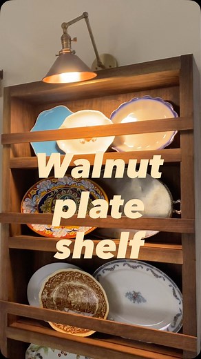 Custom walnut plate shelf! Gorgeous craftsmanship. Built to last. #sparrowhawktx #suethedesigner #josephthecraftsman #localbusiness #walnut | Sparrowhawk Remodeling
