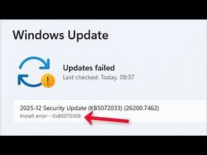 Windows 11 Updates Failed - Installation Error -0x80070306 - Fix - 2026