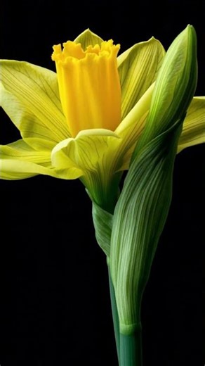 Time lapse of a yellow daffodil bud blooming