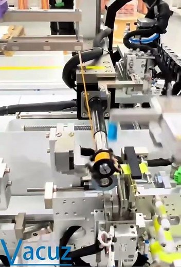 3 Wires Vacuz Automatic PQ Transformer Bobbin Coil Teflon Tube Insert Winding Taping Casing Machine