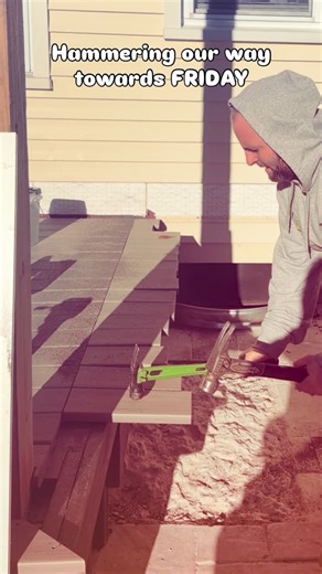 Leaving just the back capping on @timbertech while track sawing allows you to not mark your frame and all it take is a hammer tap and your off to the races | Outdoor Space Builders