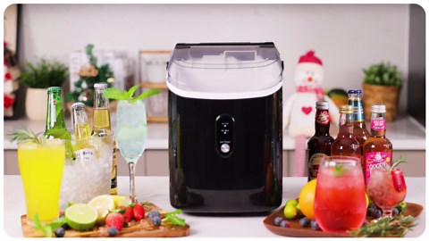 Auseo 35Lbs Nugget Ice Maker Countertop, Self-Cleaning with Ice Scoop, for Home/Office/Bar, Black