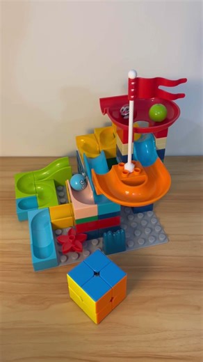 Marble Run Slide Blocks 02.03e 🔵🔴🟡 Satisfying Build #marblerun #asmr #marblerace