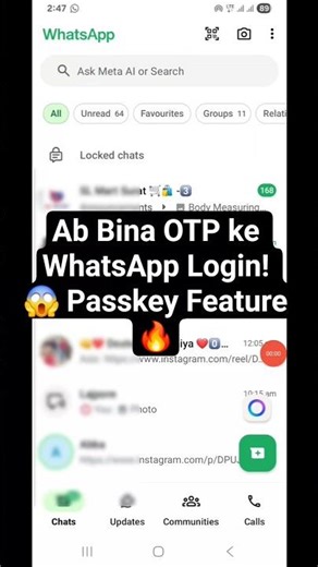 Ab Bina OTP ke WhatsApp Login! 😱 Passkey Feature 🔥 #shorts #ytshorts #trending #viral