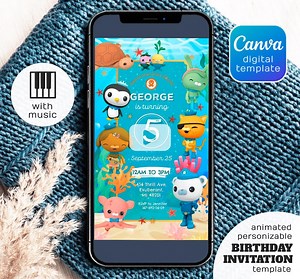 Animated Octonauts Birthday Video Invite, Editable Digital Phone Invitation for Kids Party, Sea Theme Celebration Decoration - Etsy UK