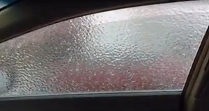 This is what happens when you roll down an iced window during a freeze