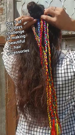 DIY Colorful Thread Hair Braid Accessory | Day 5 Hair Challenge#HairDesign#DIYFashion#HairChallenge