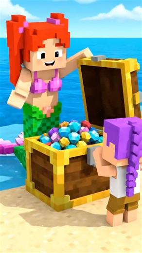 🧜‍♀️Kpop Minecraft: Mermaid MIRU Discovers a Diamond Treasure 💎 #shorts #kpopminecraft