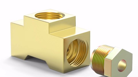 GASHER 2PCS Brass Brake Line Tee Fittings 7/16"-24 Threads Inverted Flare Female Union for Fuel/AIR/Lquid/Gas