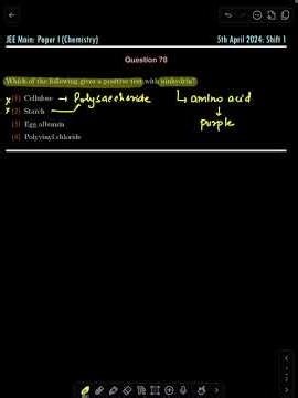 JEE Main PYQ | Ninhydrin Test Positive Result | Biomolecules & Practical Chemistry