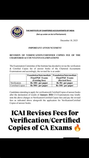 Sanjiv Maheshwari on Instagram: "ICAI News regarding fee Revision.. #IcaiFeeRevision #ICAI #CAExams #CharteredAccountant #ICAIStudents #FeeStructure #CAPreparation #StudyTips #ExamReady #FinanceEducation #CAJourney #ICAIUpdates #RevisionTime #StudentLife #Accounting #CAFinal #CAGraduate #StudyMotivation #ExamSuccess #FutureCA"