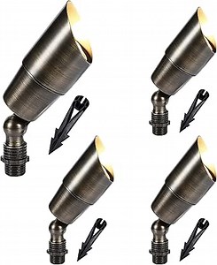 LED Spot Lights Outdoor Landscape Lighting 107 (4 Pack) – Solid Brass Spotlight LED Yard Lights Security Landscape for Beautiful Bright Long Lasting Home Garden Patio Area Deck Lighting (No Bulb)
