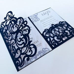 5x7 SVG File Laser Cut Wedding Invitation Tri Fold Card Cricut Cut File Silhouette Arabesques Damask Swirly Design Card Luxury Invitation - Etsy