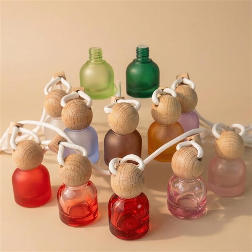 10ml Hanging Car Diffuser Bottle, Empty Essential Oil Bottles Wood Cap, Mini Perfume Glass Cosmetic Charm for Aromatherapy - Etsy