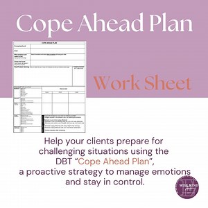 DBT "cope Ahead Plan" Worksheet & Card - A DBT Emotion Regulation Skill - Etsy UK