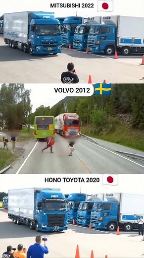 2012 vs 2020 vs 2022 😱 Volvo vs Hino vs Mitsubishi – Emergency Braking Test