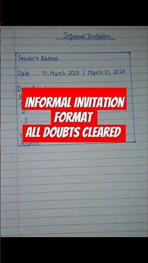 Class 12 Informal invitation format 2025 || Invitation writing class 12