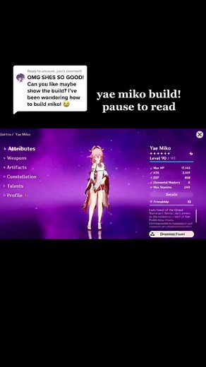 Yae Miko Build Guide for Genshin Impact