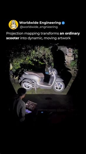 WORLDWIDE ENGINEERING 🌍 | What you are seeing is not paint and not LEDs built into the frame. In the clip an ordinary scooter is transformed using projection... | Instagram