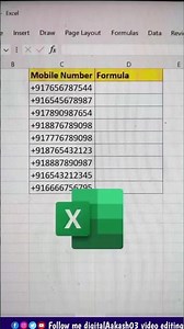 📱🔢 Excel Mobile Number Formula Guide #trending #excel #viral #digital #reels #mobile