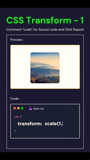 CSS Transform Explained in 15s 🔥 | The ONE Property You Must Know #shorts #cssanimation
