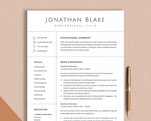 Clean Minimalist Resume Template | Modern Professional CV Template Simple Clean Resume | Executive CV Resume Google Docs, Word & Pages 2025 - Etsy UK