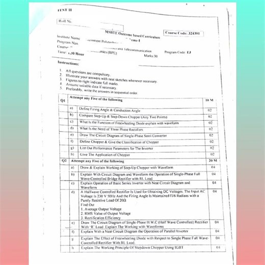 #Msbte Sessional Exam question papers, #EJ4K , # k scheme#Goverment Polytechnic #E&TC