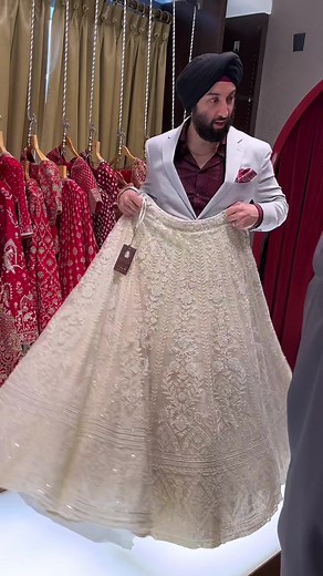 Customize Your Dream Bridal Look with This White Embroidered Reception Lehenga