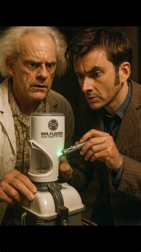 Doc Brown and The Doctor Repair the DeLorean