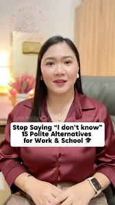 528K views · 8.4K reactions | Stop Saying “I Don’t Know” – 15 Polite Alternatives for Work & School  #learnenglishwithteacheraubrey #alternative #vocabulary #expression #fblifestyle | Learn English with Teacher Aubrey | Facebook