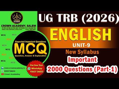 UGTRB 2026: English: Unit 9 - Literary Criticism (Important Question - Part 1)