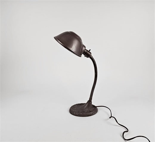 Vintage Industrial Gooseneck Desk Lamp Cast Iron Base Adjustable Task Light Works - Etsy