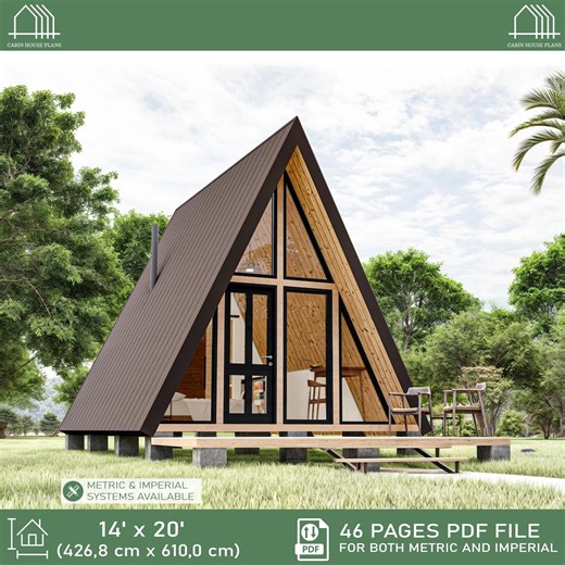 A-frame Cabin Plans 14 X 20, Tiny House Design (PDF) - Etsy Canada