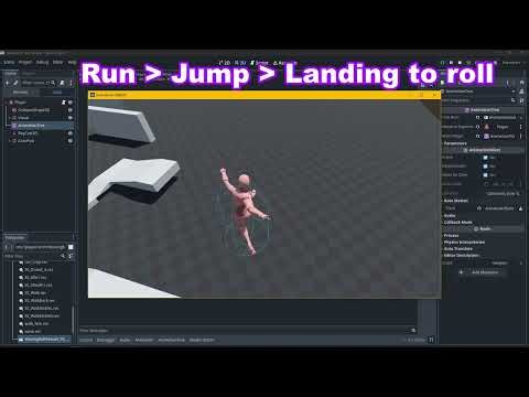 Godot 4.3 third person character controller with Mixamo root motion animations using ArBoM, update1