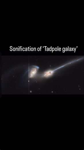 Science&Universe on Instagram: "This astronomical object is known as Arp 188, but it is more famously called the Tadpole Galaxy. Why is it named that? • The Shape: It features a long, massive “tail” of stars and gas that stretches out over 280,000 light-years, giving it the appearance of a tadpole swimming through space. • The Cause: This dramatic shape was created by a galactic collision. A smaller, compact galaxy passed in front of Arp 188, and gravitational “tidal forces” pulled out the stars