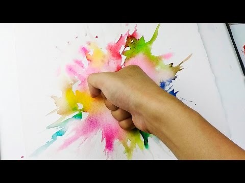 Splatter Punch : Wet in wet Watercolor Technique