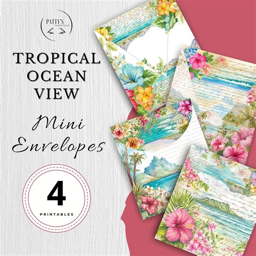 Tropical Ocean View Junk Journal Mini Envelopes Tropical Vacation Ocean View Pockets Printables Scrapbook Paper Craft Printable Ephemera Kit - Etsy