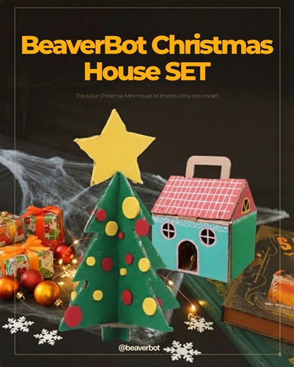 This is our Christmas Mini House kit — and yep, it even comes with a tiny tree inside. ✨ Make it with your kid and add a little Christmas magic to your home. It’s cute. It’s easy. And honestly… it’s a whole vibe. #BeaverBot #giftideas #crafts #crafting #crafty #toddlermom #STEAM #cardboard #diyhome #CreativeKid #diy #cardboardcrafts #cardboardart #craftykids #learnandplay #HandsOnLearning #kidsactivities #giftideas #Christmas | BeaverBot | Facebook