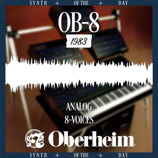 Synth of the Day on Instagram: "OB-8 [1983] The OB-8 was the final synthesizer in the renowned Oberheim OB series, described as a “refinement and evolution of Oberheim’s OB-X and OB-Xa.” Released just before MIDI became standard, early OB-8 units lacked MIDI, but post-1984 models were retrofitted with a 9-channel MIDI implementation. The OB-8 could also interface with the DSX sequencer and DMX drum machine via its digital bus system. Featuring 8-voice polyphony, two-part multitimbrality, and a 6