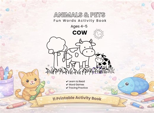 Cow Activity Book Printable | 11 Preschool Learning Pages - Etsy UK