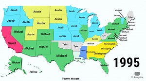 947K views · 3.5K reactions | Most Popular Baby Boy Names By State From 1950 to 2018 | Brilliant Maps | Facebook