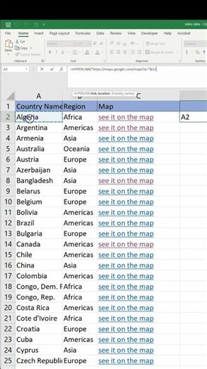 Hyperlink maps in Excel #shorts #excel #WORDtips #tips #tricks #officetips