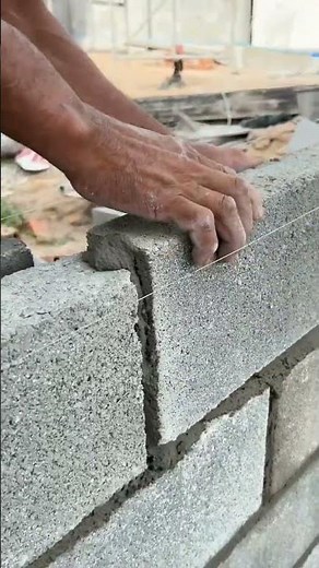 Precise Concrete Block Installation Using Guideline String