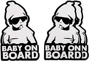 JINZHAO Baby on Board Stickers Funny Cute Safety Caution Decal Sign with Carlos from The Hangover for Cars Windows and Bumpers(3 Pack) (A-Decal)L8