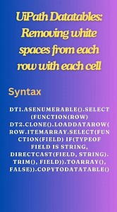UiPath datatables: Removing white spaces from datatable values.#shorts #uipath #linq