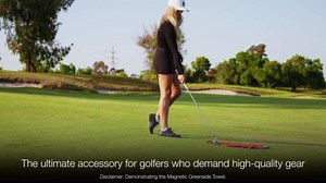 Ghost Golf Magnetic Towel (Caddie) - Premium Ultra-Absorbent Microfiber Golf Towel with Magnet for Golf Carts or Clubs - 18" x 40" Golfing Gear - Waffle Weave Pattern (Orange)