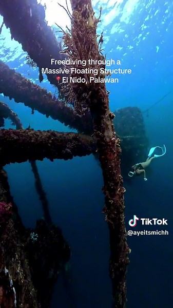 Freediving through a Massive Floating Structure in El Nido, Palawan